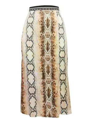 Maje Snakeskin-print Midi Skirt - Neutrals