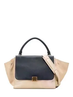 Celine 2012 Bicolor Calfskin And Suede Trapeze Satchel - Brown