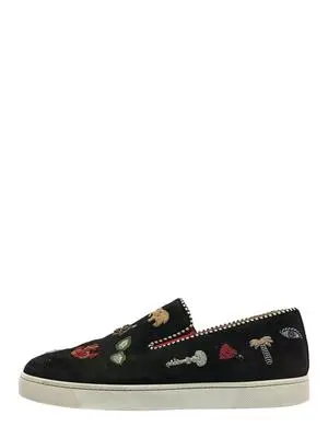 CHRISTIAN LOUBOUTIN Embroidered Slip-on Sneakers - Black