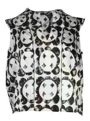 Saint Laurent Geometric-print Sleeveless Top - Black