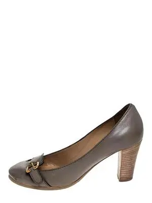 Chloé 75mm Buckle-detail Leather Pumps - Grey