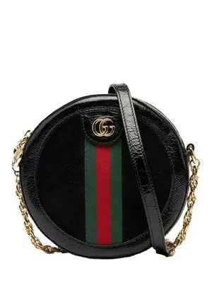 Gucci Mini Suede Ophidia Round Crossbody Bag - Black