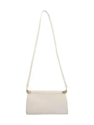 Vintage Lizard-skin Effect Leather Shoulder Bag - White