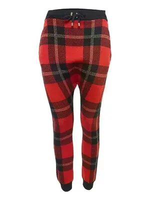 Balmain Lurex Plaid Trousers - Red