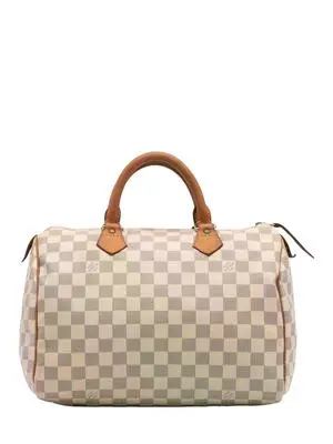 LOUIS VUITTON Damier Azur Speedy 30 Boston Bag - White