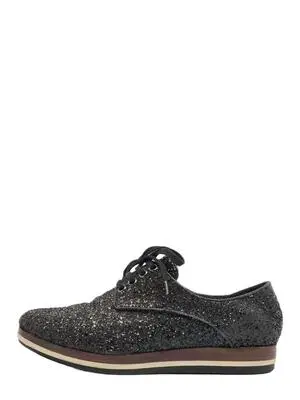 Miu Miu Glitter-embellished Lace-up Shoes - Black