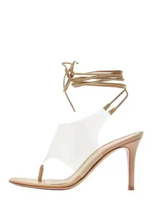 GIANVITO ROSSI 85mm Leather Lace-up Sandals - Neutrals