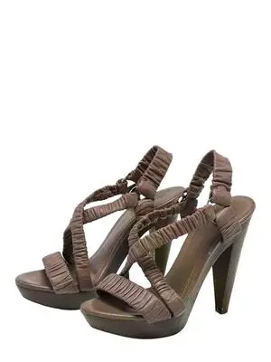 Burberry Leather Heeled Sandals - Brown