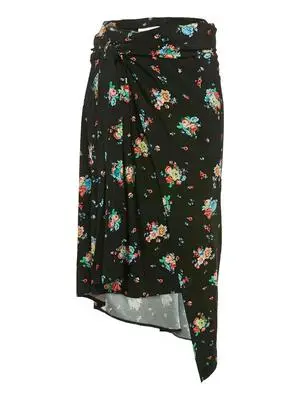 Rabanne Floral-print Asymmetric Skirt - Black