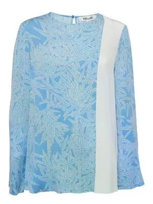 Diane Von Furstenberg Vintage Leaf-print Panel Blouse - Blue