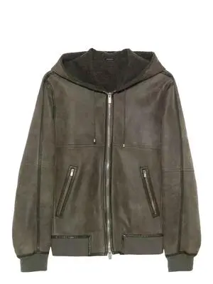 Hermès 2010s Hooded Leather Jacket - Grey
