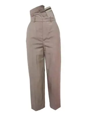 Fendi Folded-waist Tapered Trousers - Neutrals