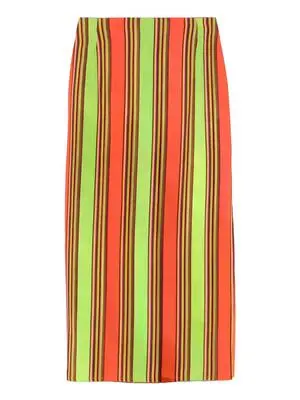 Versace 2000s Striped Midi Skirt - Green