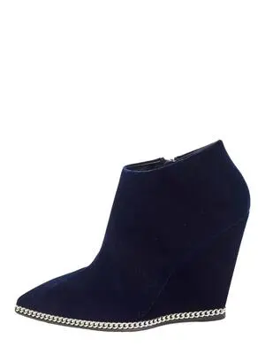 GIUSEPPE ZANOTTI 110mm Velvet Wedge Boots - Blue
