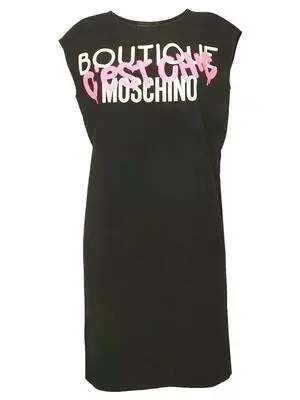 Moschino Graffiti-print Mini Dress - Black