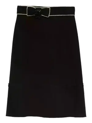 Prada Wool Bow-detail Midi Skirt - Black