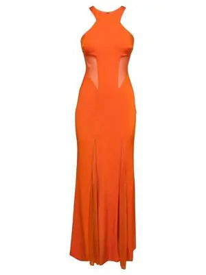Cushnie Mesh Panel Maxi Dress - Orange