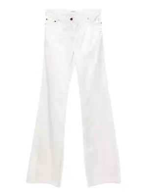 Miu Miu Flared Cotton Trousers - Neutrals