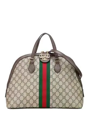 Gucci Gg Supreme Ophidia Web Satchel - Brown