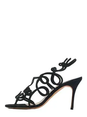 Manolo Blahnik Sculptural Strappy Heeled Sandals - Black