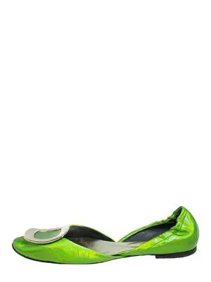 ROGER VIVIER Metallic Leather Ballet Flats - Green