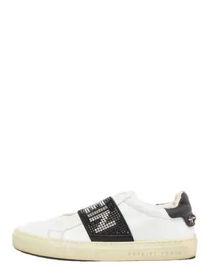Philipp Plein Crystal-embellished Leather Sneakers - White