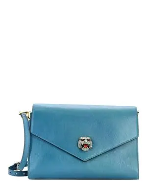 Gucci Crystal Animalier Leather Shoulder Bag - Blue