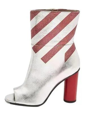 ANYA HINDMARCH 105mm Peep-toe Ankle Boots - Silver