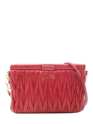 Miu Miu 2000s Matelassé-effect Leather Shoulder Bag - Red