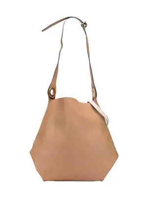 Burberry Bicolor Calfskin Grommet Hobo Satchel - Brown