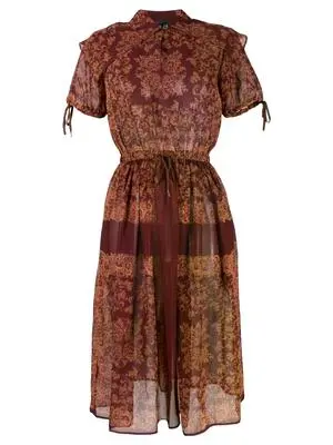 JEAN PAUL GAULTIER 1980s Abstract-print Midi Dress - Brown