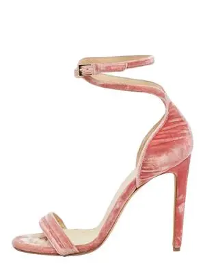 Chloé 130mm Velvet Ankle-strap Sandals - Pink