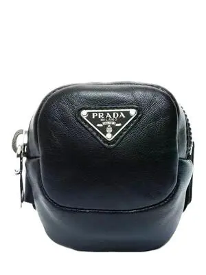 Prada Mini Logo-plaque Pouch - Black