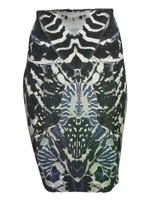 Alexander McQueen Abstract-print Skirt - Blue