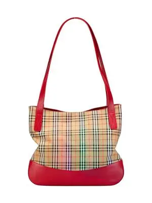 Burberry Haymarket Check Canvas Tote Bag - Brown