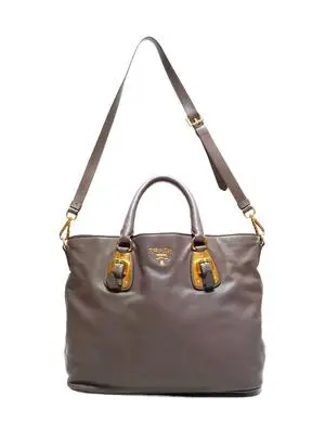 Prada 2010s Leather Tote Bag - Brown