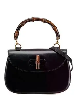 Gucci 20th Century Calfskin Bamboo Night Handbag - Black