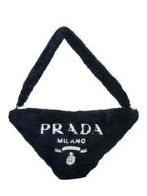 Prada 2000-2020s Terry-cloth Triangle Shoulder Bag - Black