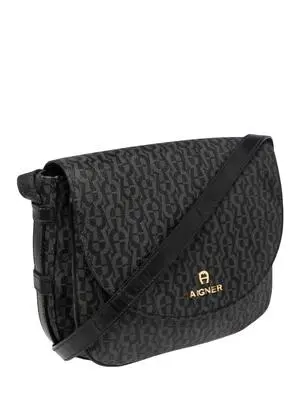 AIGNER Monogram Pattern Shoulder Bag - Black