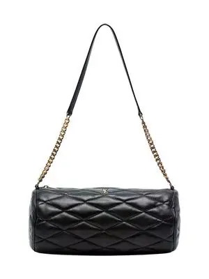 Saint Laurent Small Quilted Lambskin Sade Tube Bag - Black