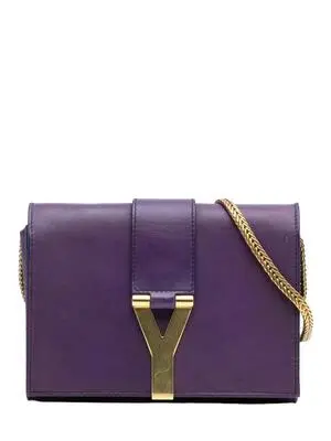 Saint Laurent Mini Leather Chyc Ligne Crossbody Bag - Purple