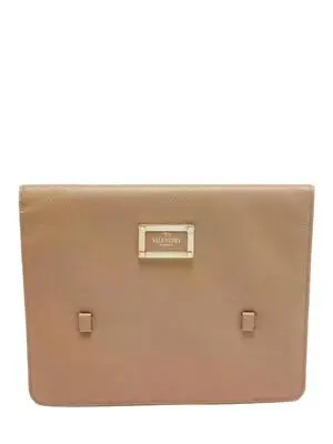 Valentino Garavani Logo-plaque Clutch Bag - Neutrals