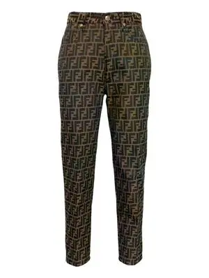 Fendi Zucca Jacquard Slim-fit Cropped Trousers - Brown
