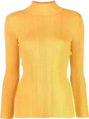 Saint Laurent 1970s Mock Neck Ribbed Jumper - Yellow