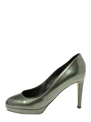 SERGIO ROSSI 90mm Patent Leather Platform Pumps - Green