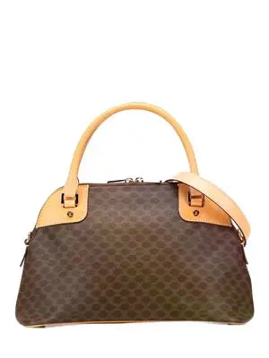 Celine 2007 Macadam Coated Canvas Dome Satchel - Brown