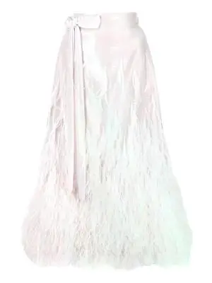 Rochas Feather-embellished Bow Detail Skirt - Pink