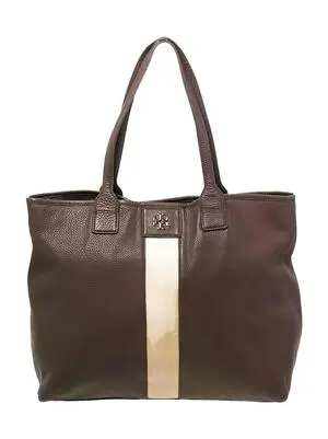 TORY BURCH Striped Leather Tote Bag