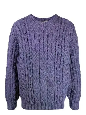 Issey Miyake 1980s Chunky Cable-knit Jumper - Purple