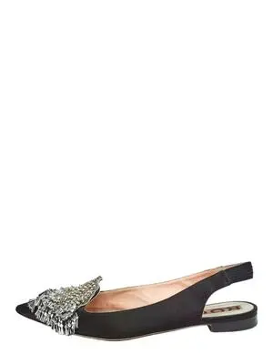 Rochas Vintage Beaded Slingback Ballet Flats - Black